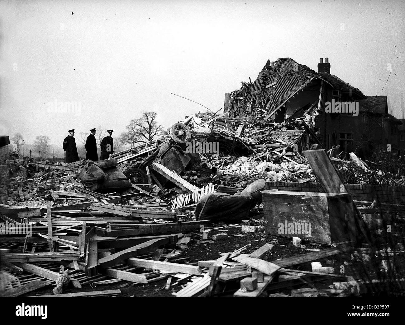 Buzz bomb raid in Northern England during WW2 Stock Photo - Alamy