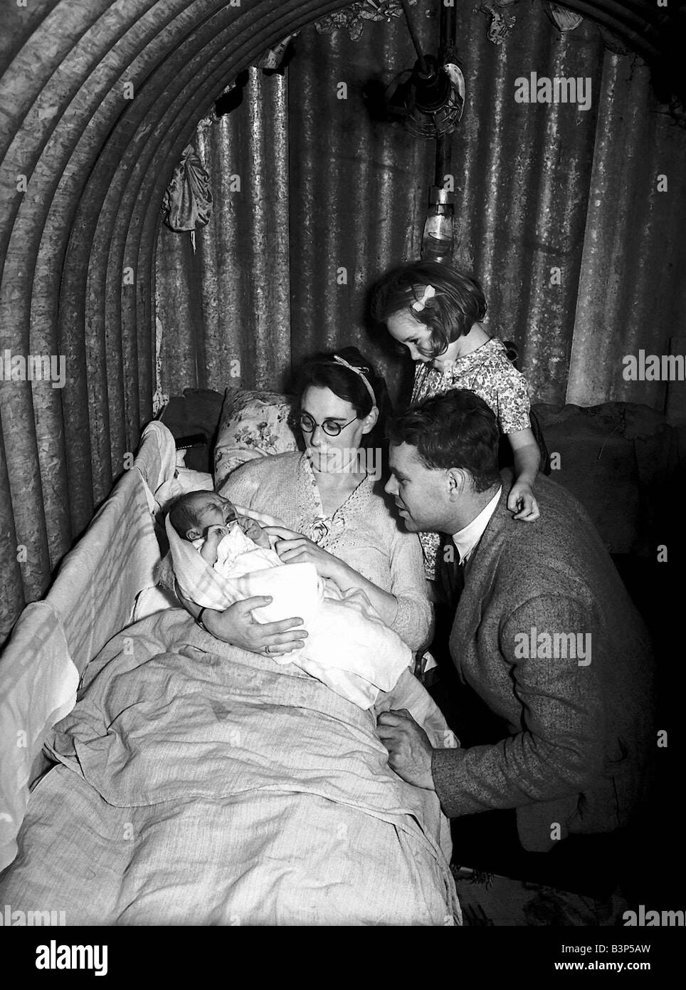 Family in Air raid shelter during WW2 Stock Photo - Alamy