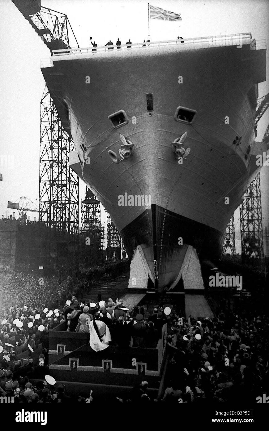 On the 4th May 1950 the new HMS Ark Royal was launched at Birkenhead by ...