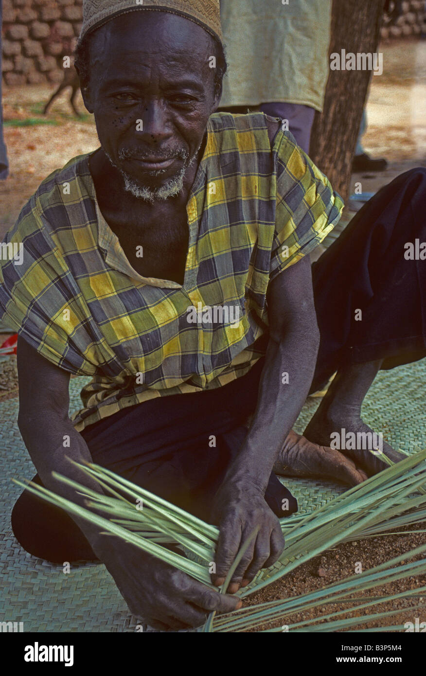 Saouanaoua, Niger, West Africa. Hausa Village Chief Making Mat Stock ...