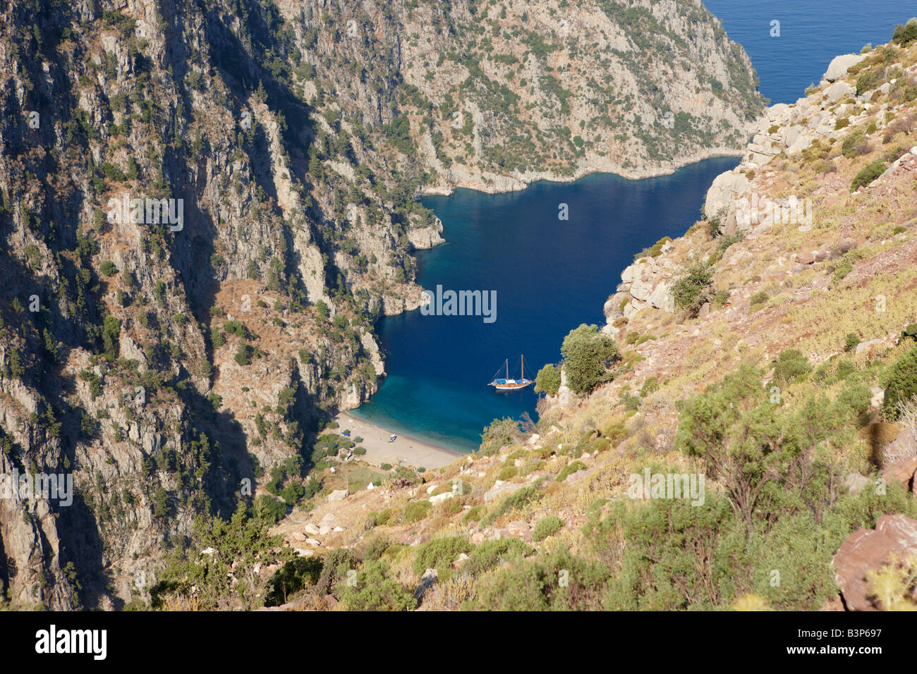 Aerial view of the Butterfly Valley, popular ecotourism destination in ...