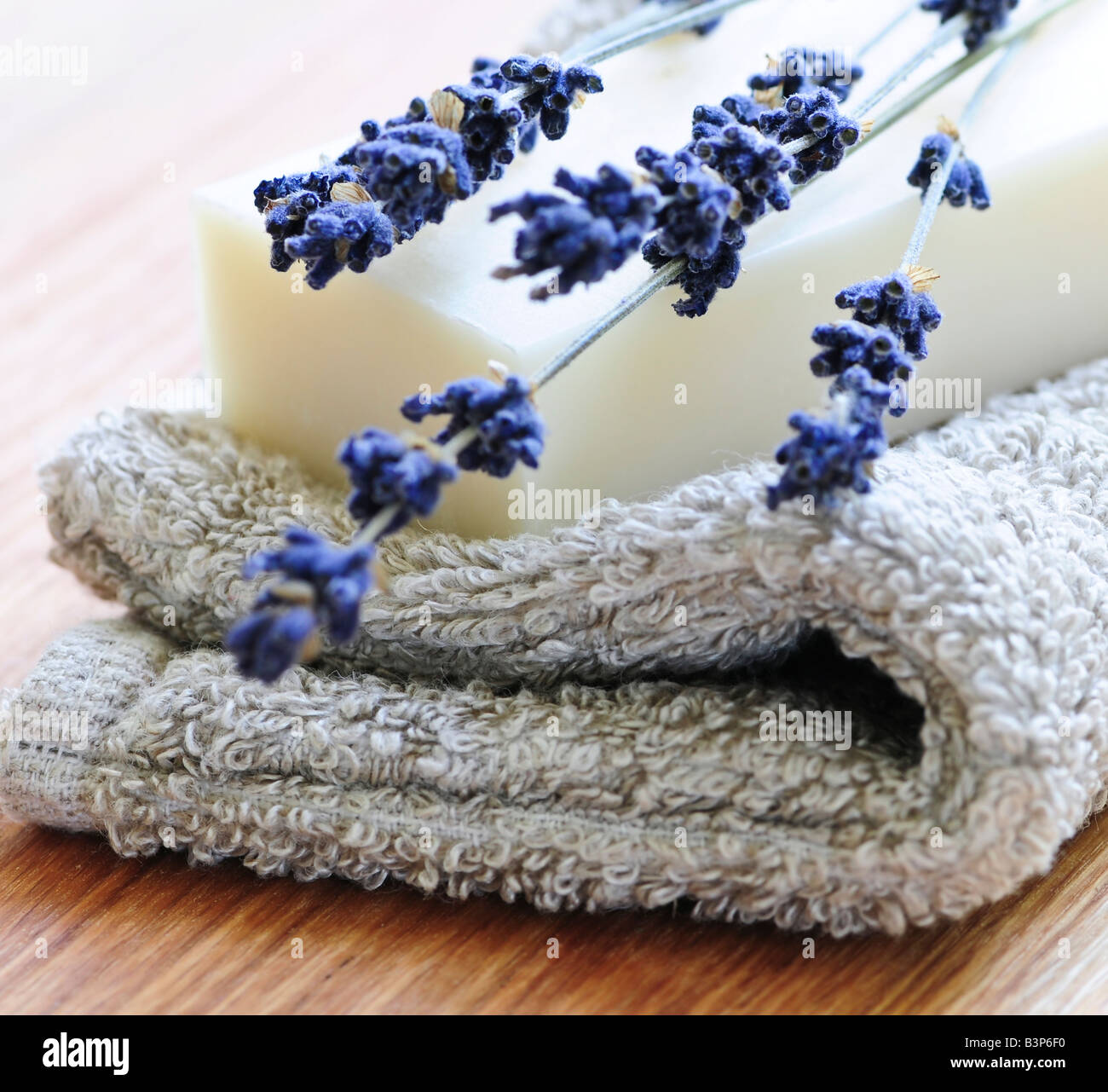Bar of natural aromatherapy soap with dried lavender Stock Photo - Alamy