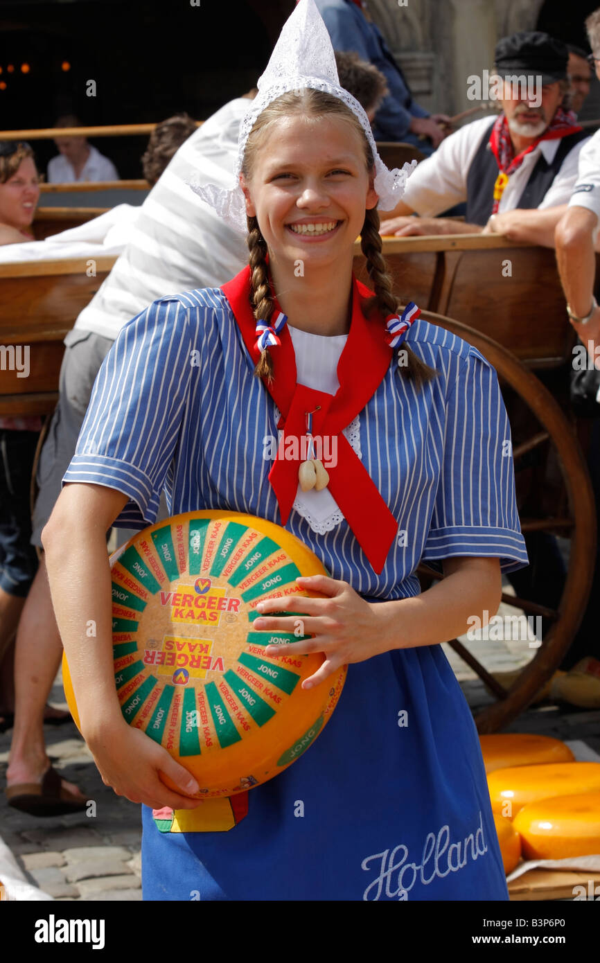 Young woman, Cheese market, Gouda, Netherlands Stock Photo - Alamy
