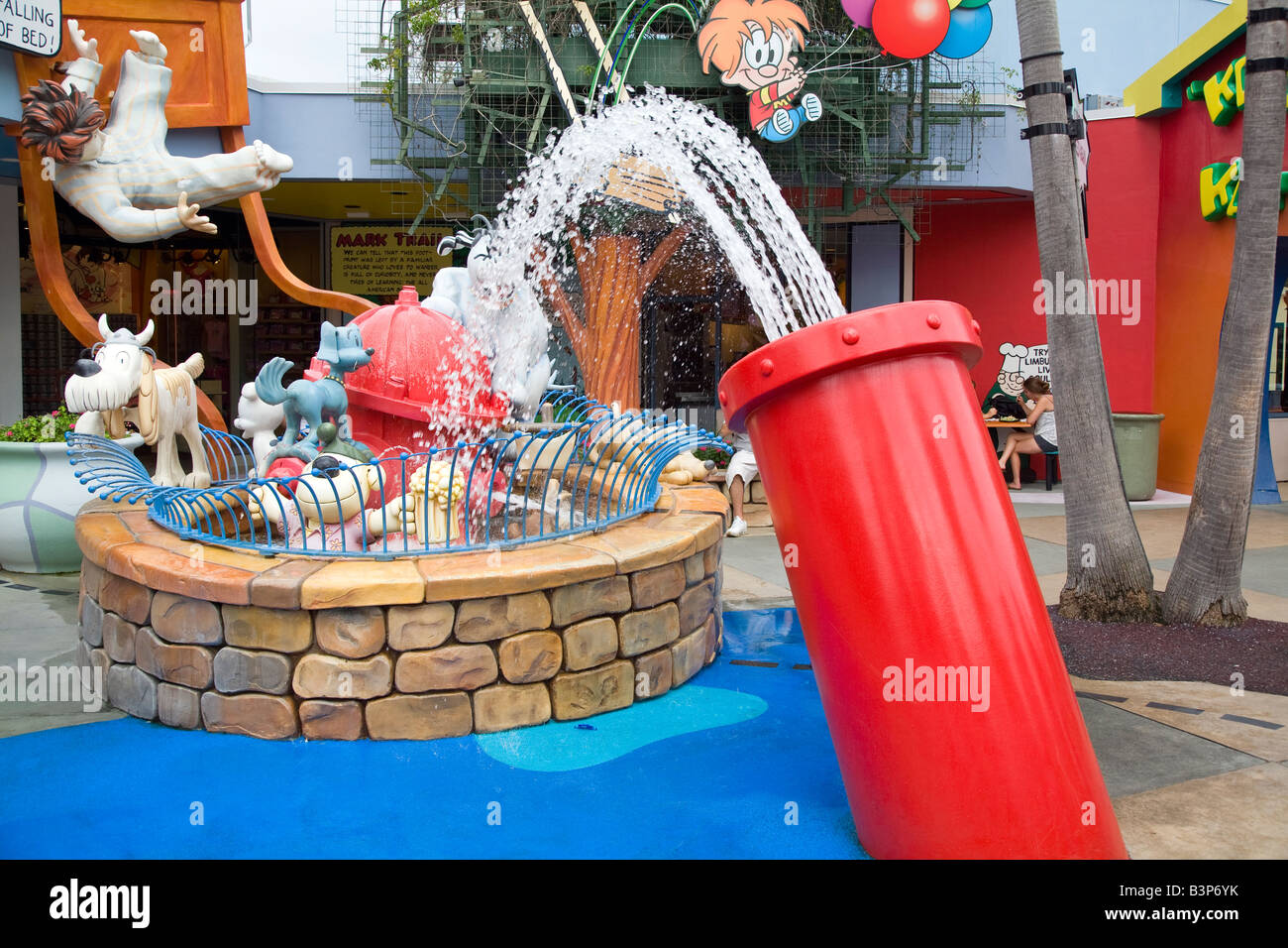 Fun fountain inside Universal Studios theme park Florida, USA Stock ...