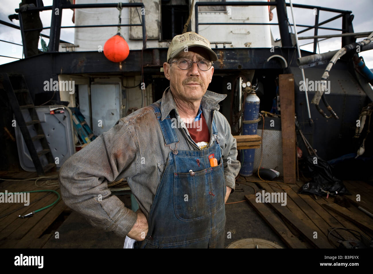 Milton Bud Altom a welder aboard Anna Marie fishing boat at the Port ...