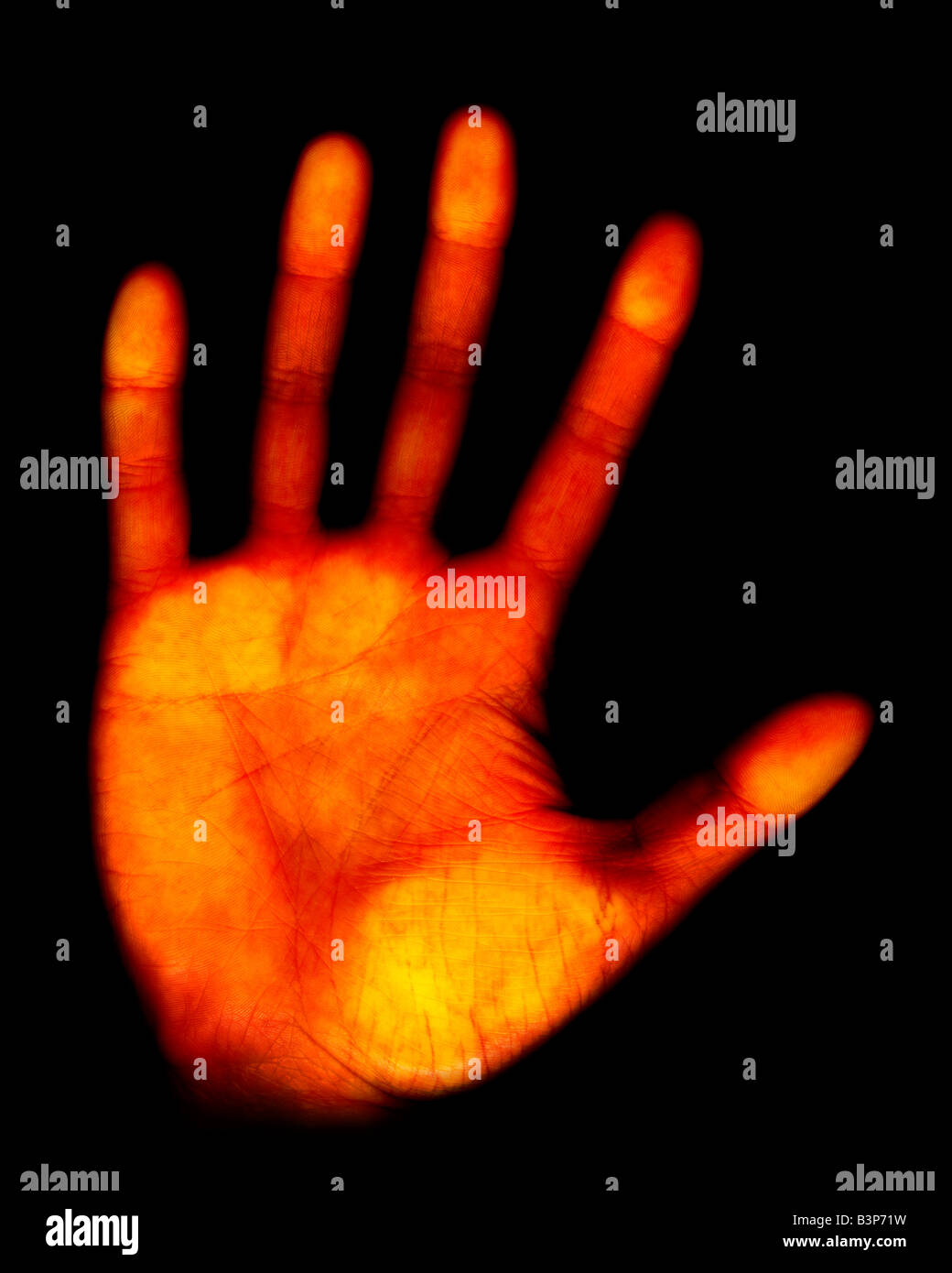 False colour image of male left hand Stock Photo - Alamy