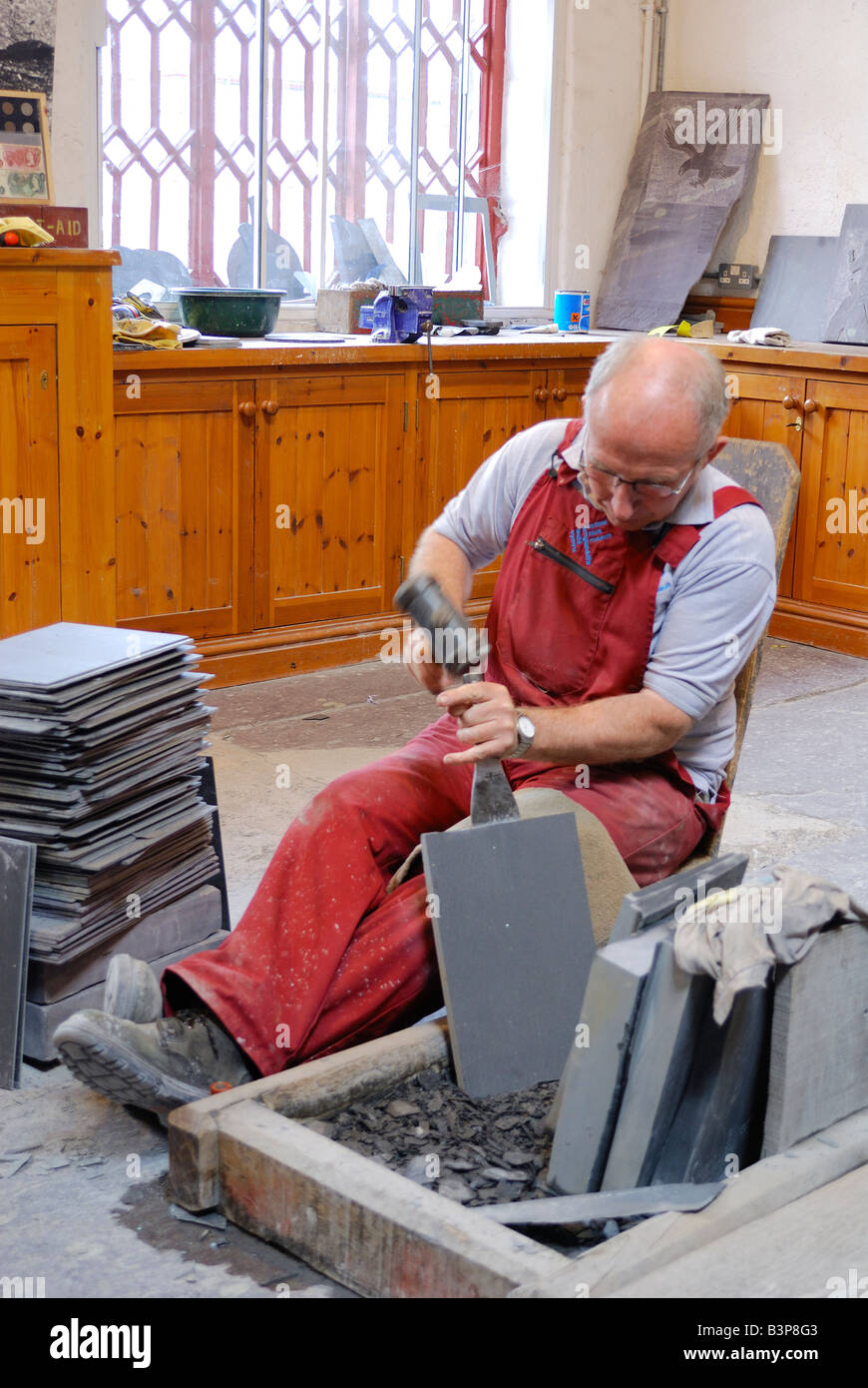 Slate working demonstration at The Welsh National Slate Museum in ...
