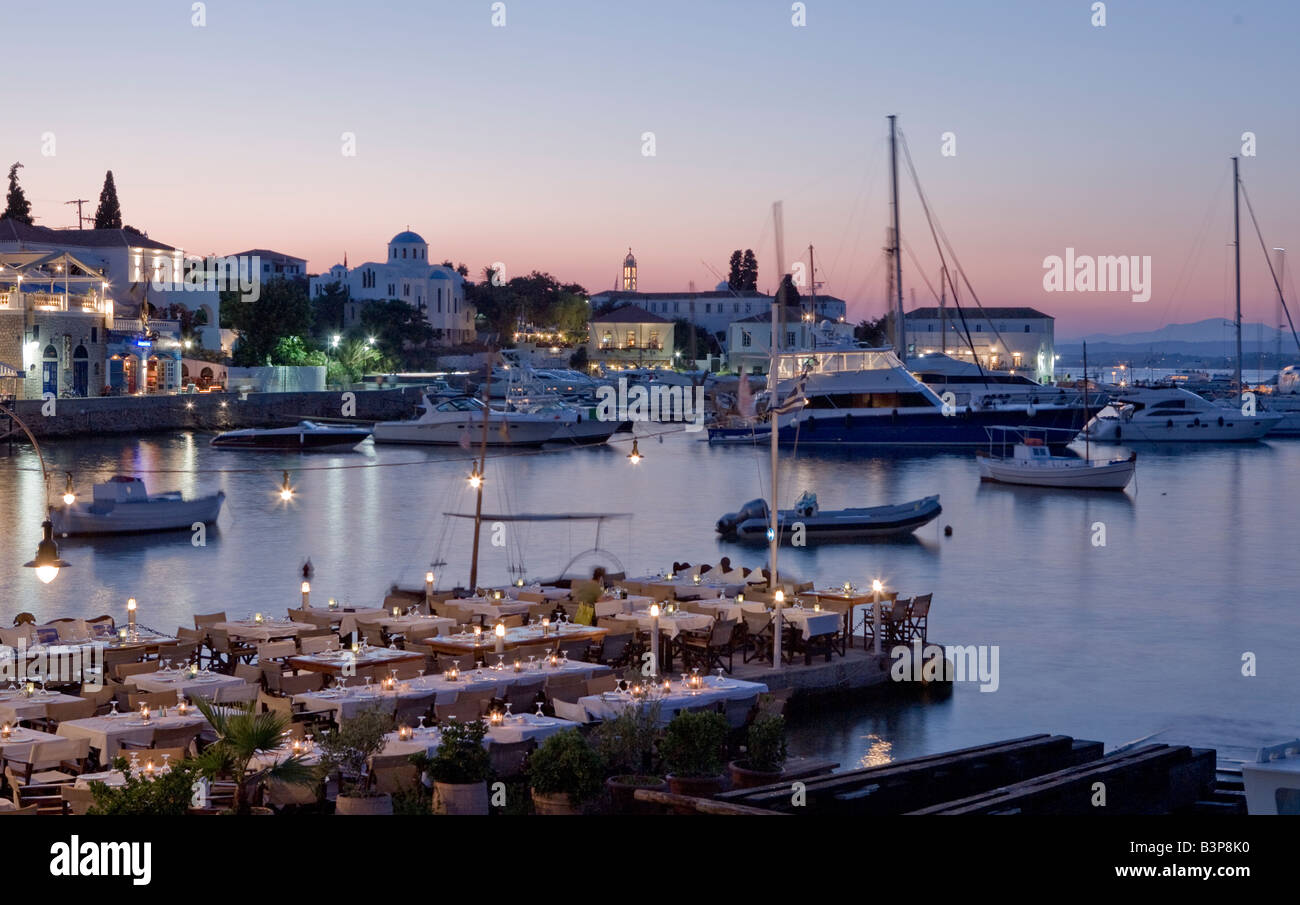 Boats in old harbour, Spetses, Greece Stock Photo - Alamy