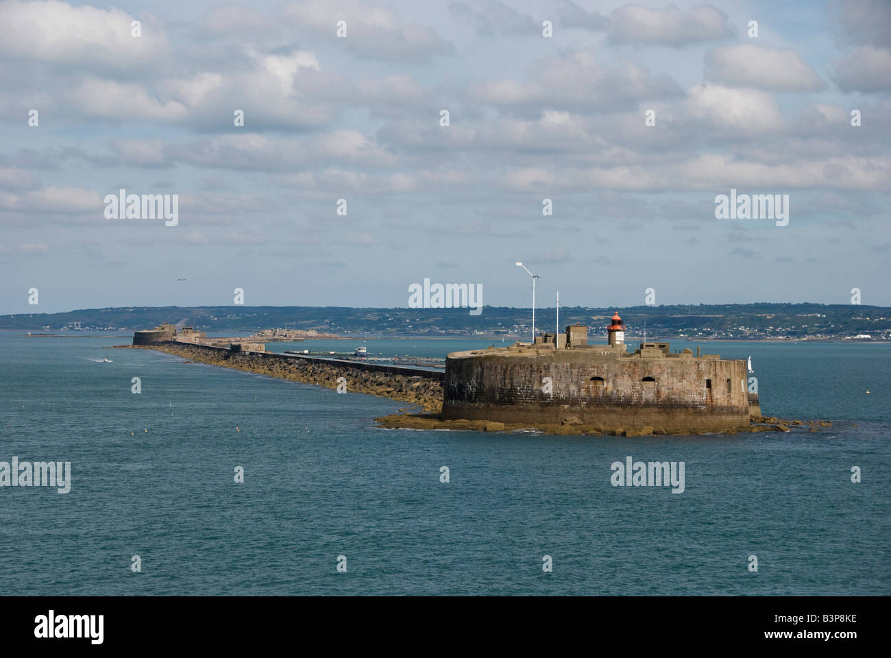 A breakwater and fortification in Cherbourg harbour, Normandy, France ...