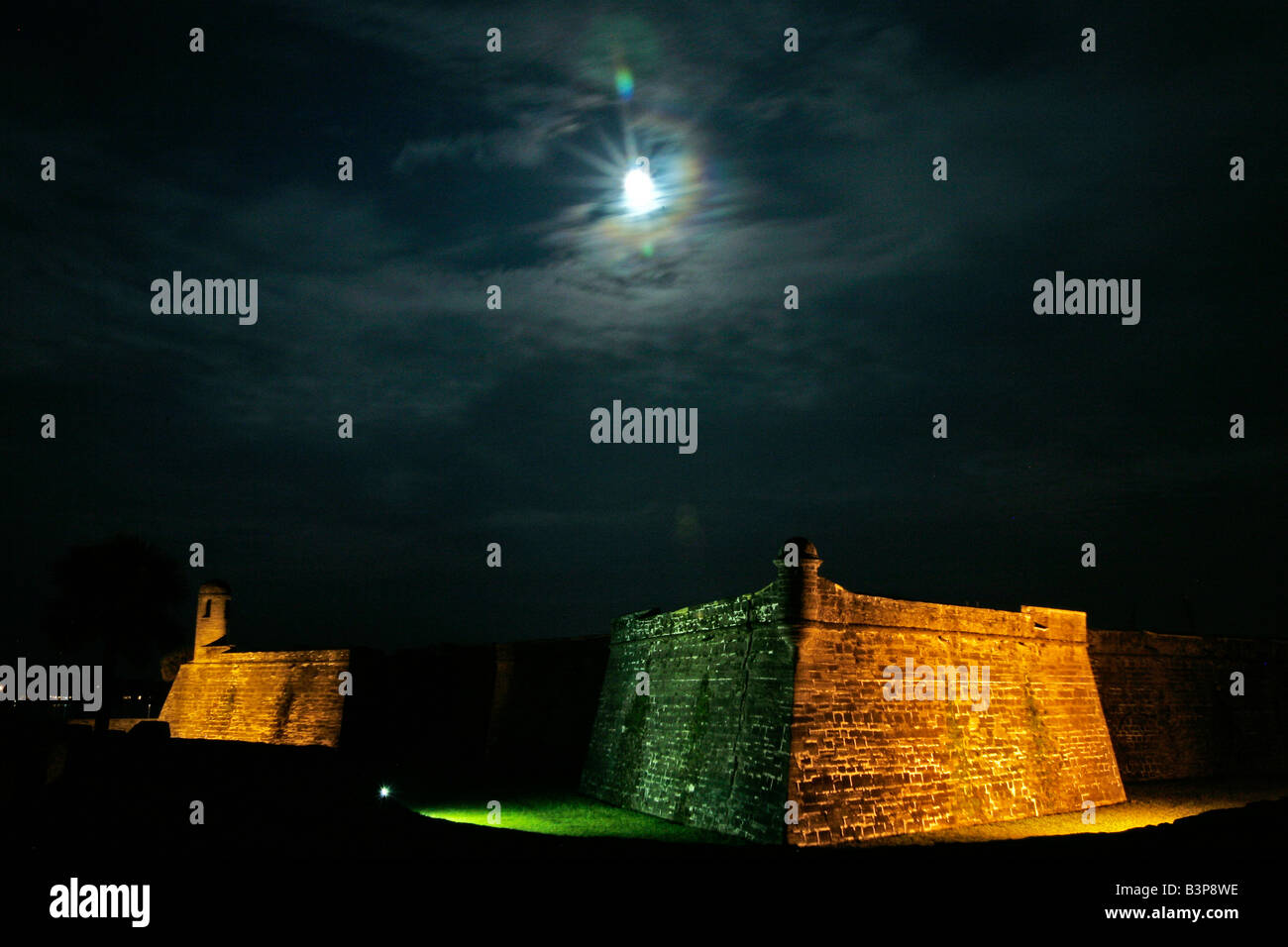 Moonlight night at Castillo de San Marcos National Monument in St ...