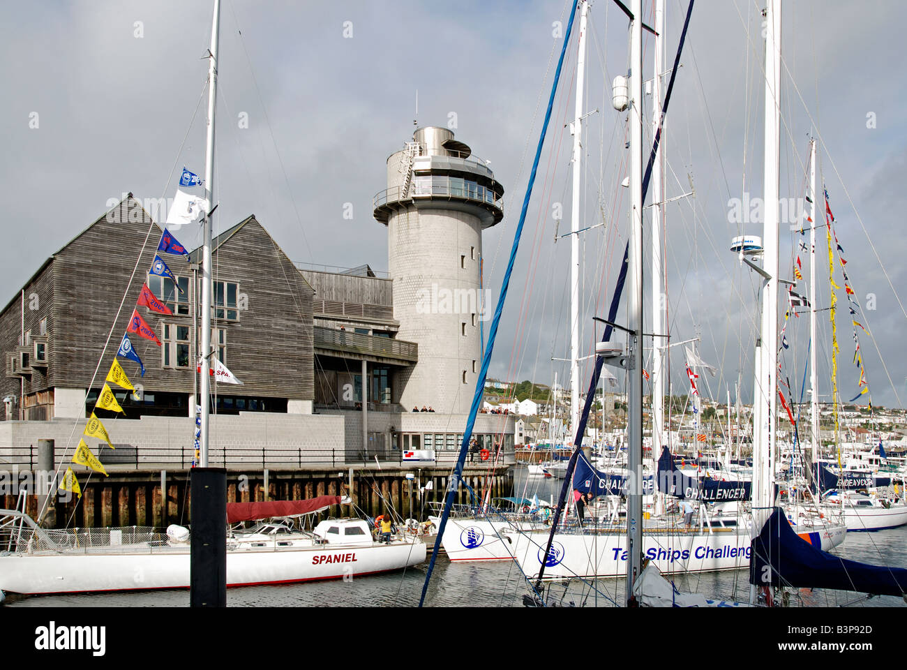 boats moored by the national maritime museum in falmouth,cornwall,uk Stock Photo - Alamy