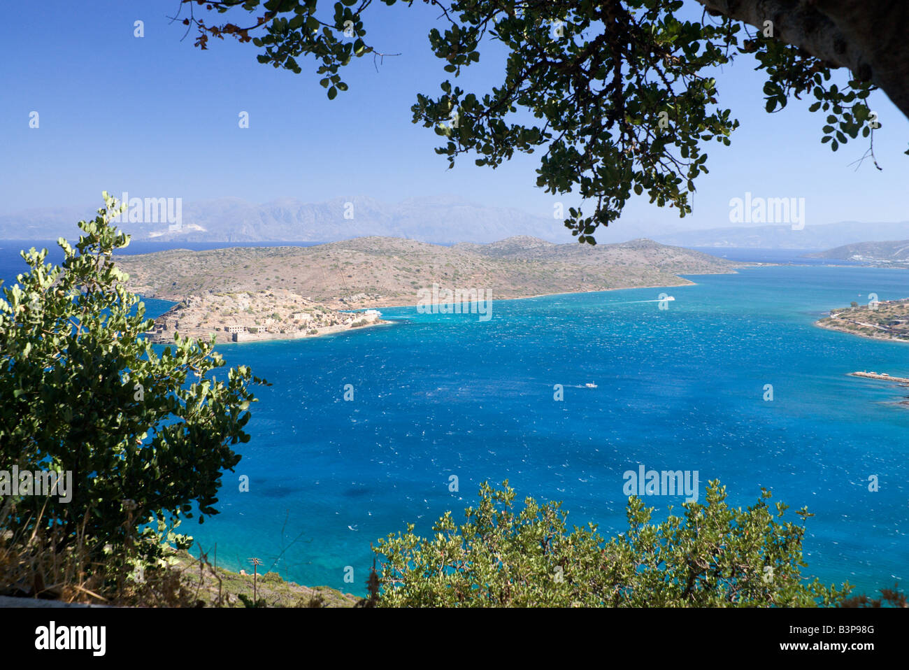spinalonga island and kolokitha peninsula elounda from moutains above ...
