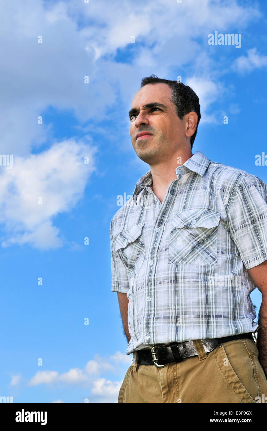 Portrait of middle aged man thinking and frowning Stock Photo - Alamy Portrait of middle aged man thinking and frowning Stock Photo - Alamy