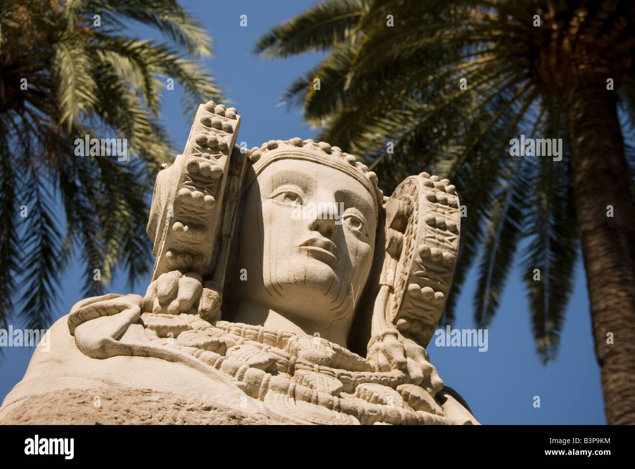 Statue of The Lady of Elche or Dame de Elche in Jardin del Real Viveros ...