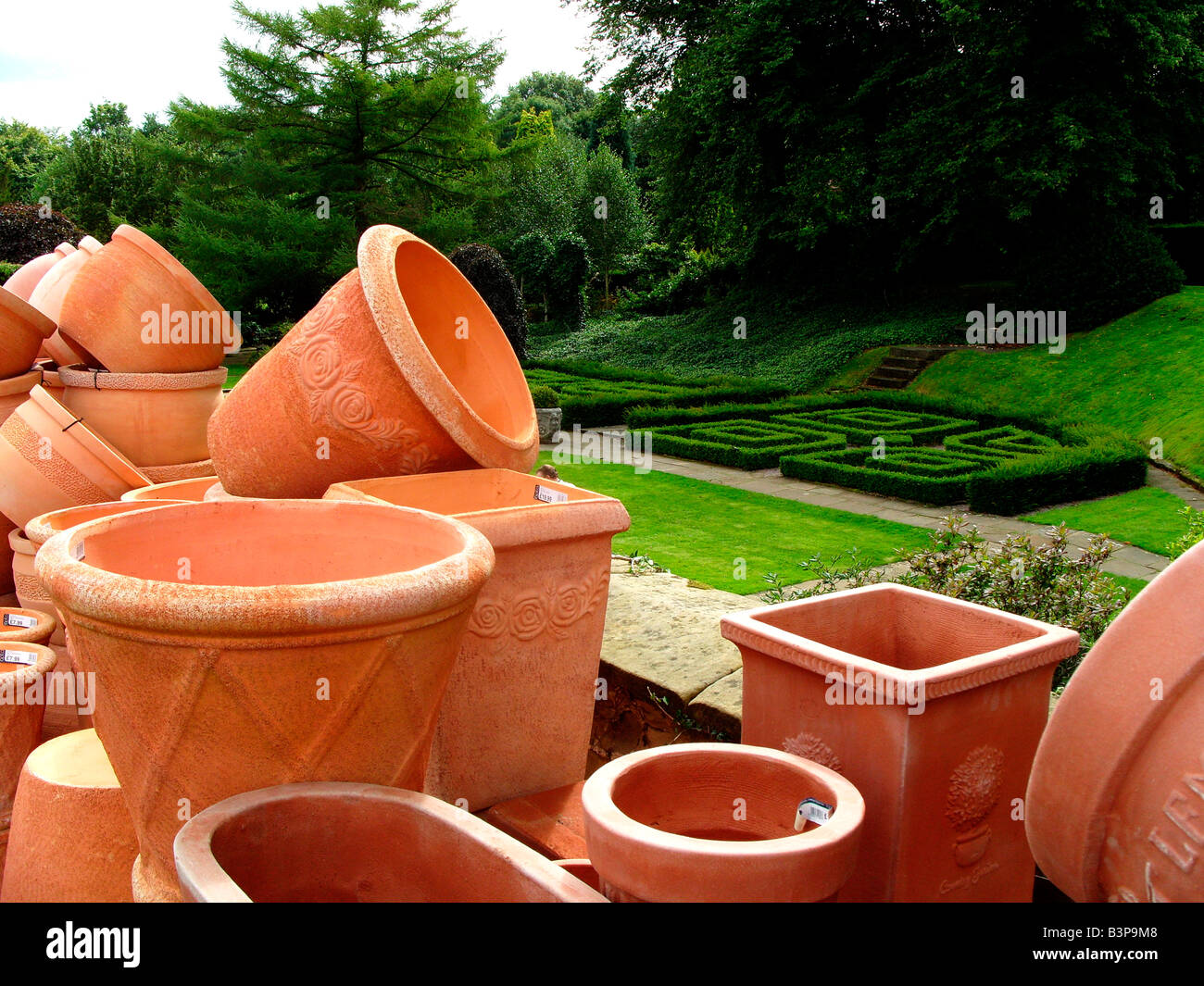Clay Pots at a garden centre ceramic roman Stock Photo - Alamy