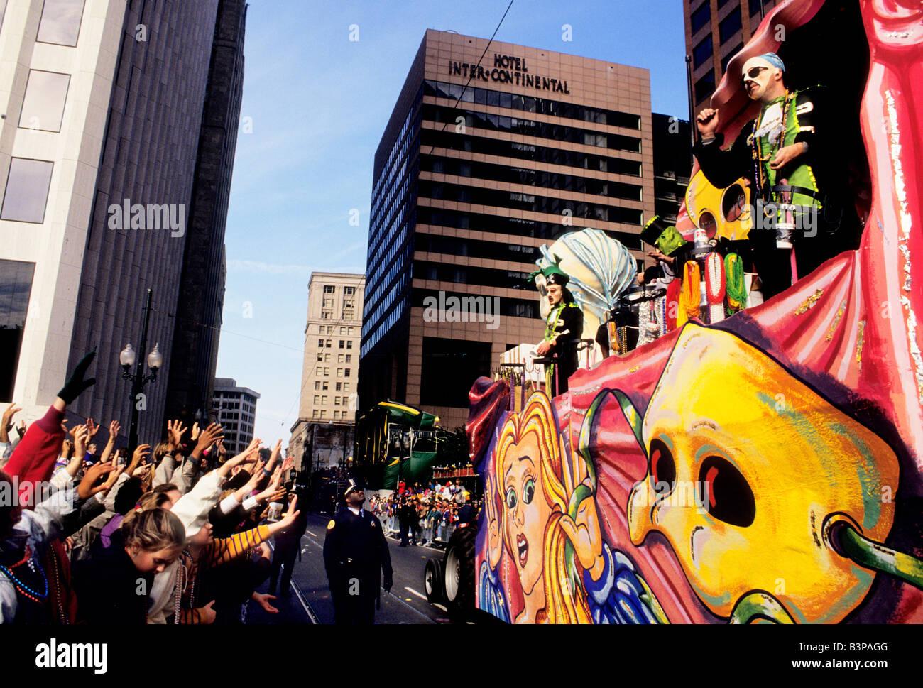 New Orleans Louisiana Mardi Gras Carnival Festival Parade Float Crowd ...