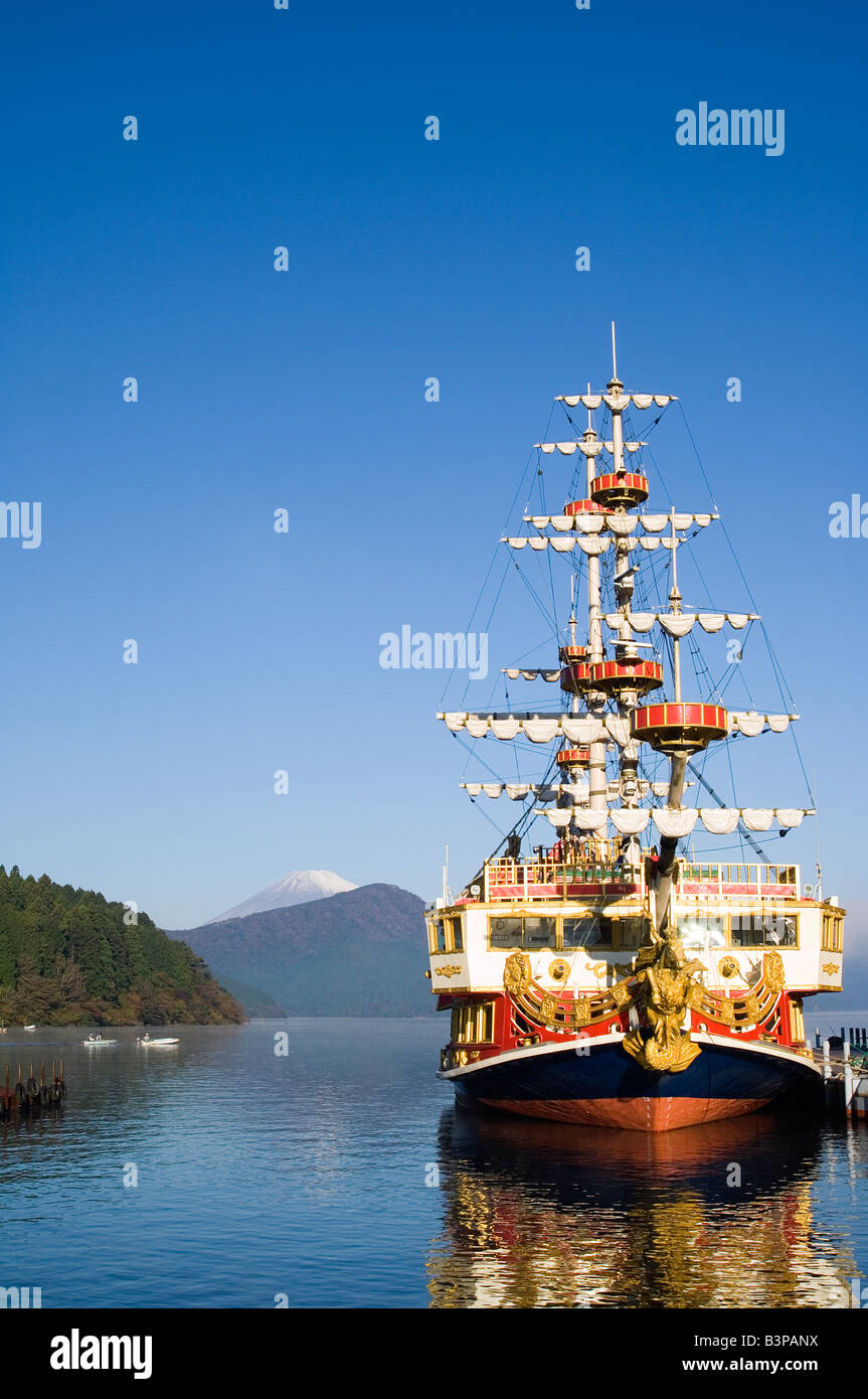 Japan, Kanagawa prefecture, Hakone. Pirate ship on Ashinoko Lake Stock ...