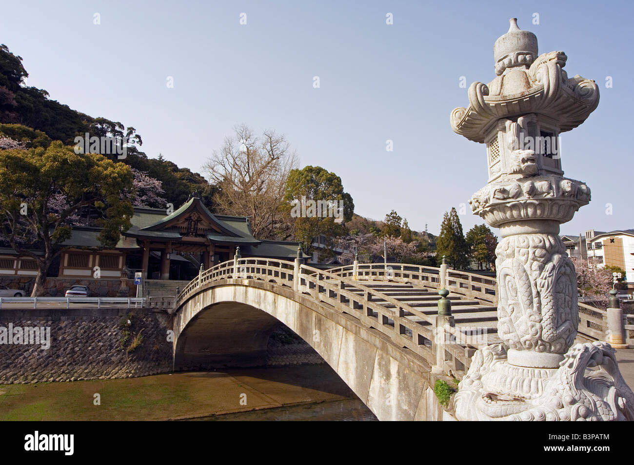 Japan, Ehime prefecture, Shikoku Island. Uwajima Town bridge over to ...