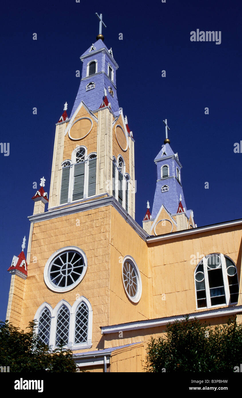 Chile, Chiloe Island, Castro. Church of San Francisco Stock Photo - Alamy