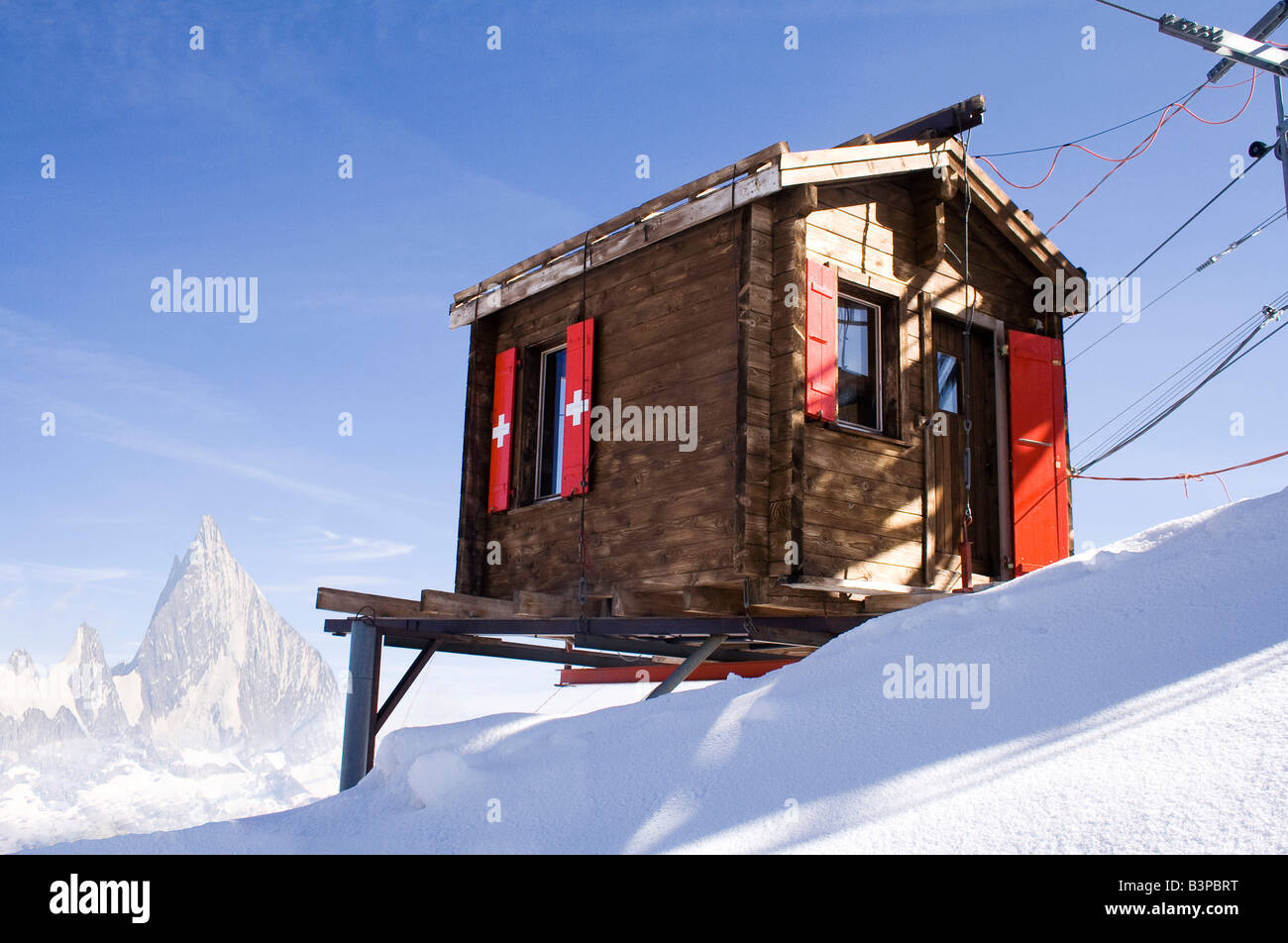 Emergency rescue hut in Switzerland Stock Photo - Alamy