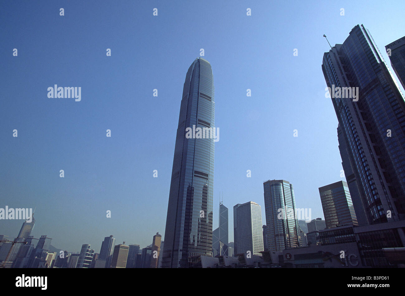 China, Hong Kong. The 88 storey Two International Finance Centre towers ...