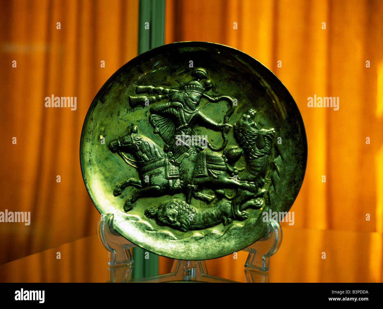 Iran, Gilded silver plate showing hunting scene, Sasanian, 3rd century ...