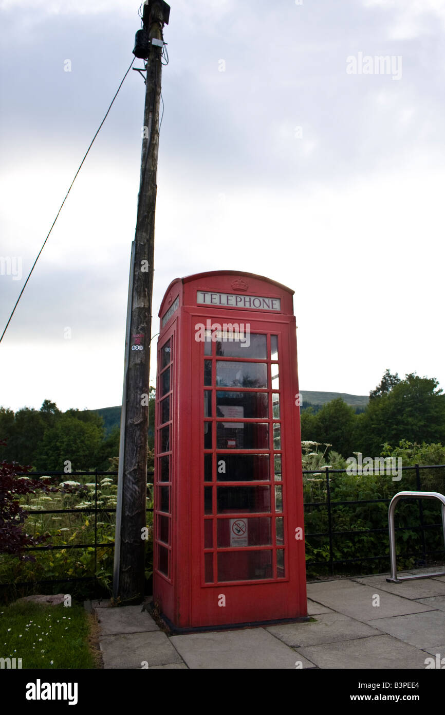 Red public telephone box at Loch Rannoch, Perth and Kinross, Scotland ...