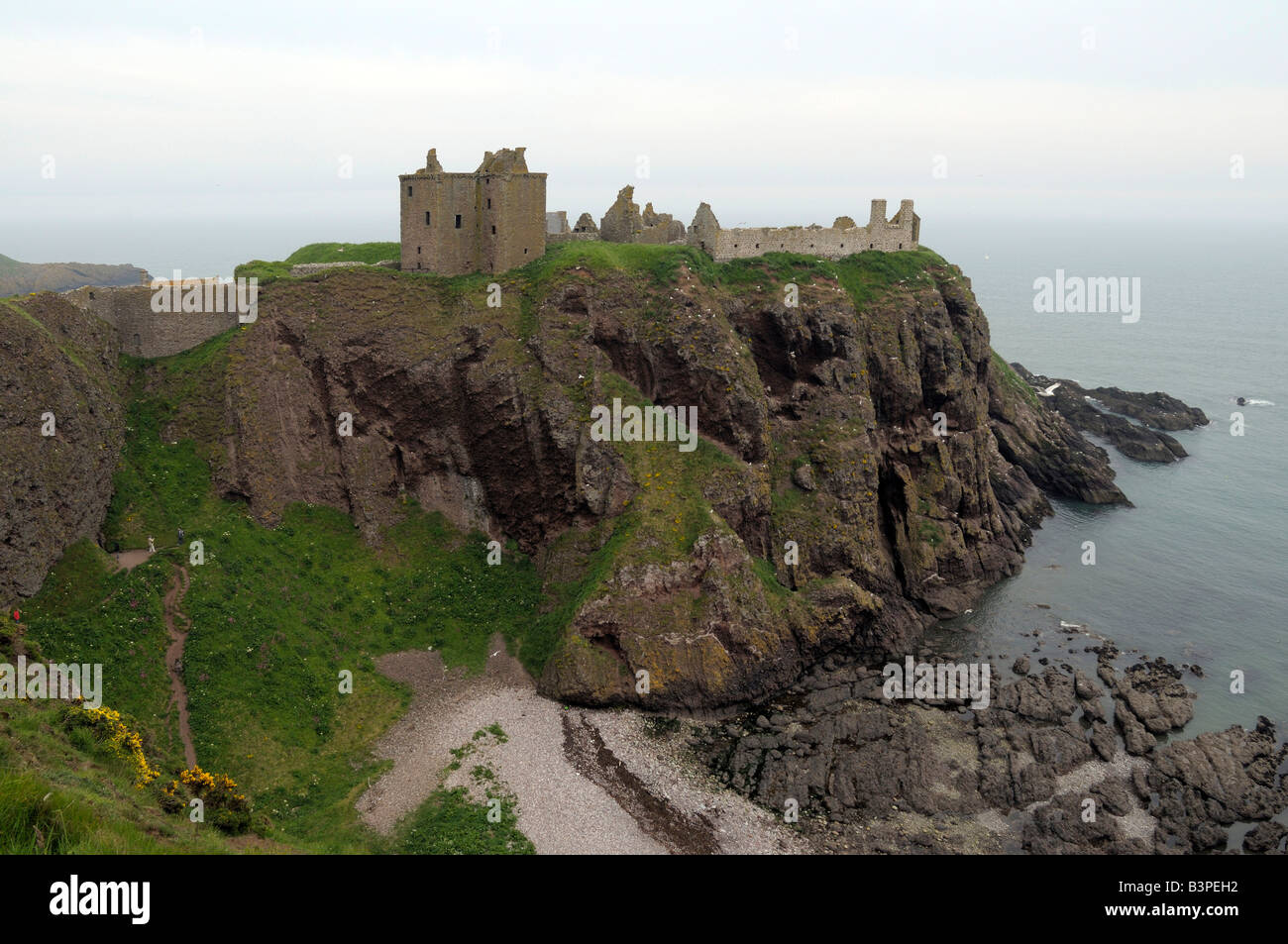 Dunnottar Castle, castle ruins in front of the panoramic view of the ...