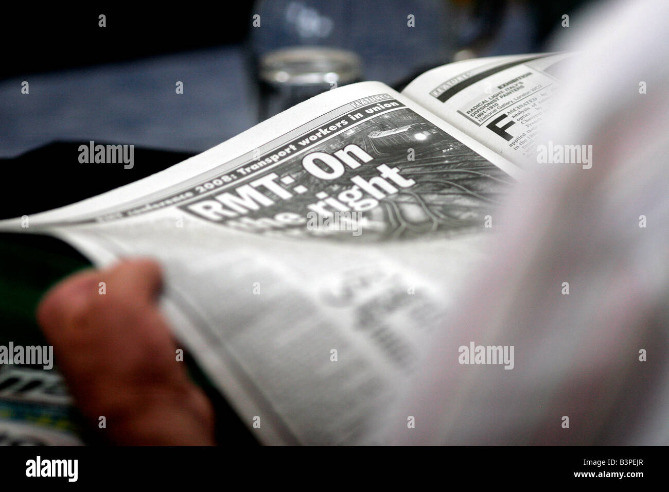 Newspaper headline,’ RMT on right track’ Stock Photo - Alamy