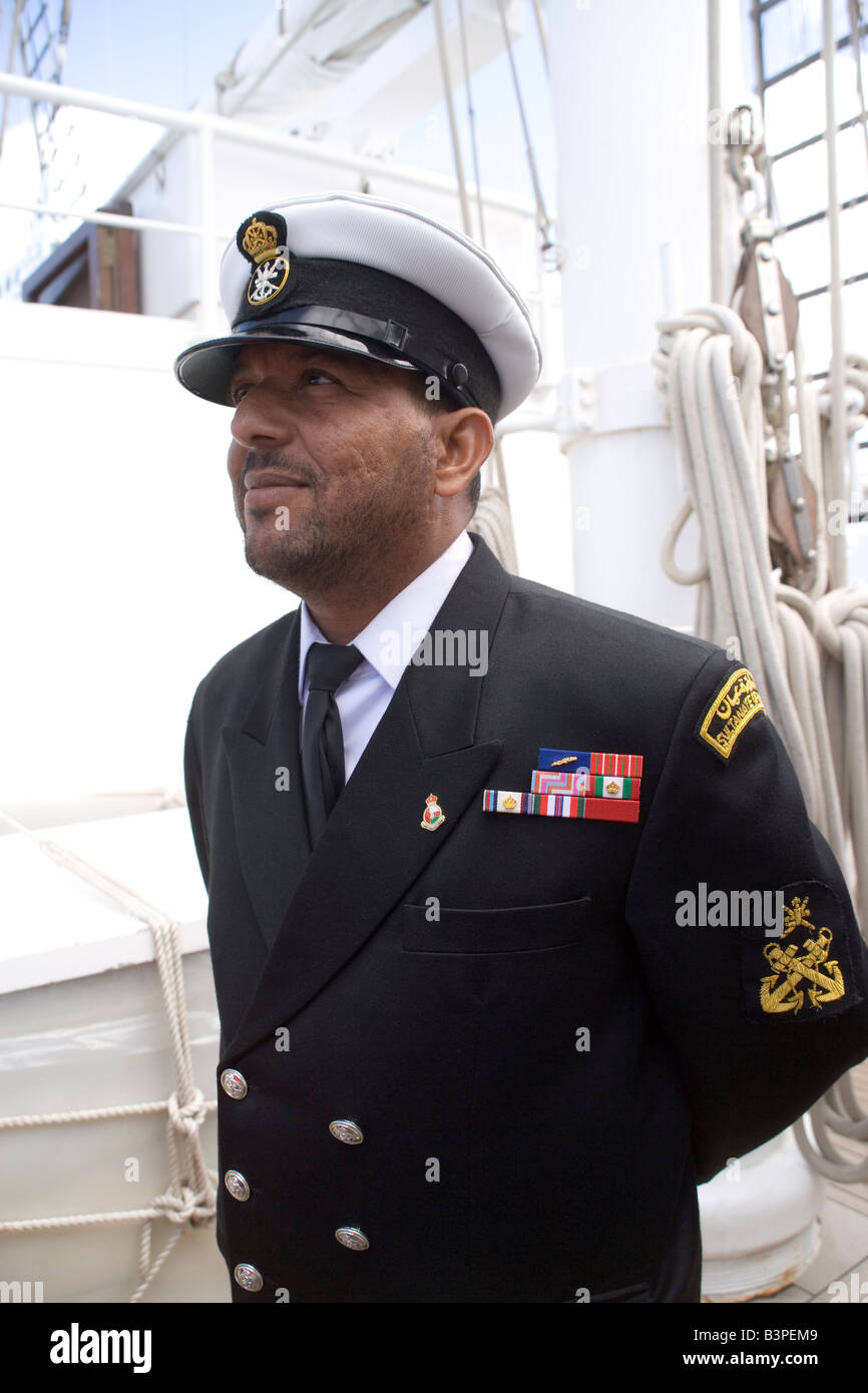 Sailor on the Omani sailing ship the Shabab Oman at the Tall Ships race ...