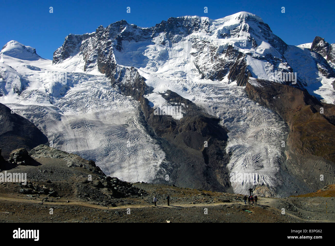 Mt. Breithorn, Mt. Klein Matterhorn, Schwaerzegletscher Glacier ...