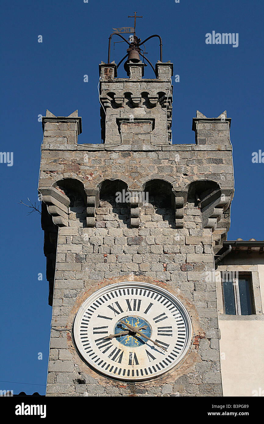 Clock tower, Castle, Piazza Garibaldi, Santa Fiora, Monte Amiata area ...