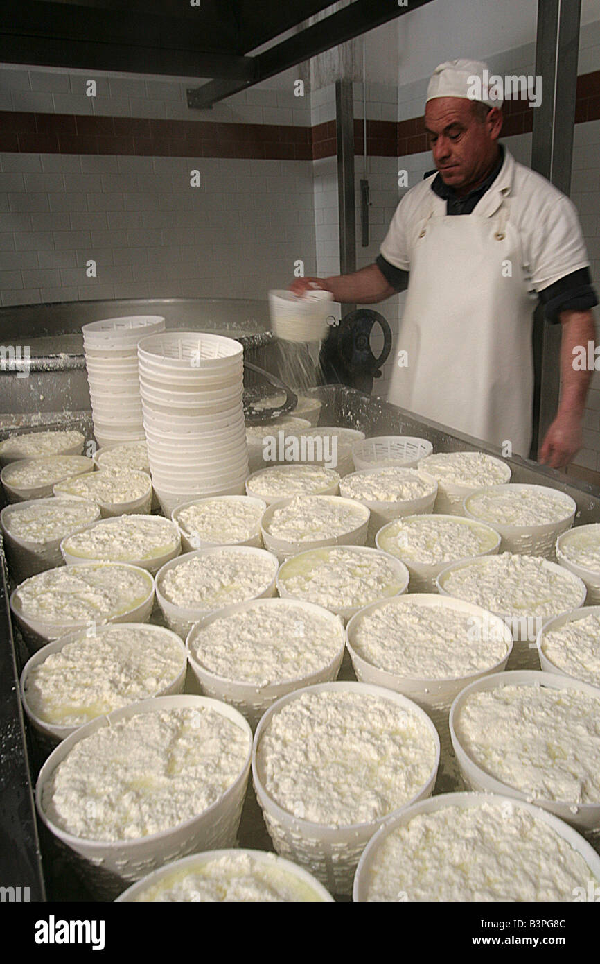 Ricotta cheese preparation, Il Fiorino cheese maker, Roccalbegna, Monte ...