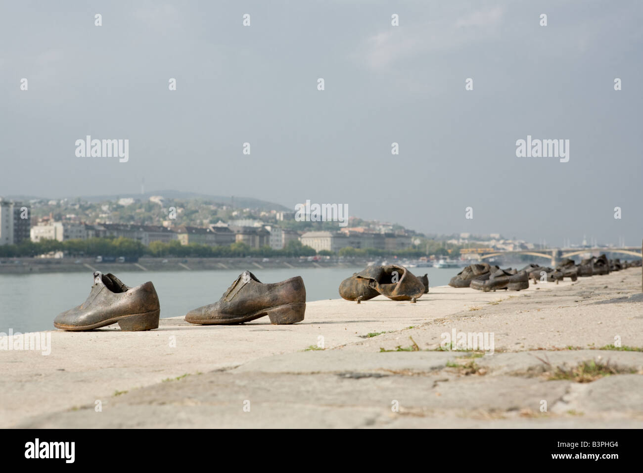 A shoe sculpture on the bank of the River Danube Budapest Hungary 2007 ...