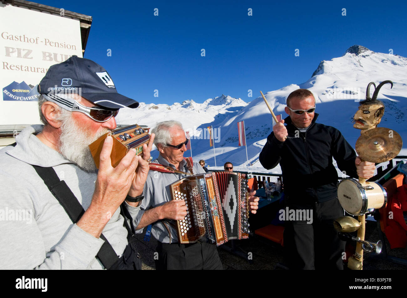 Folk music, Piz Buin Guesthouse, Galtuer, Tirol, Austria, Europe Stock ...