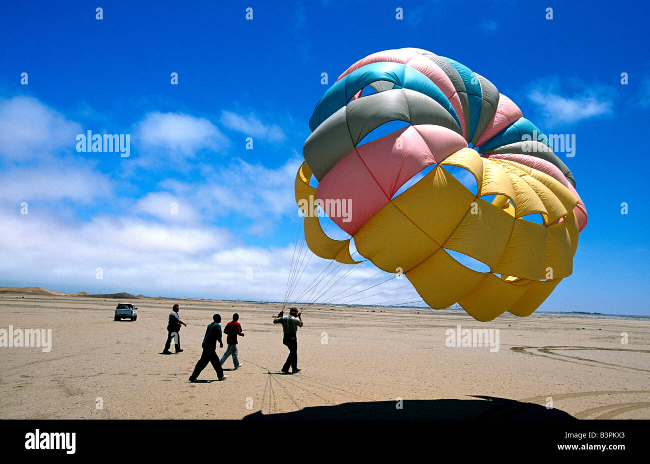 Paragliders in the Namib Desert, Swakopmund, Namibia, Africa Stock ...