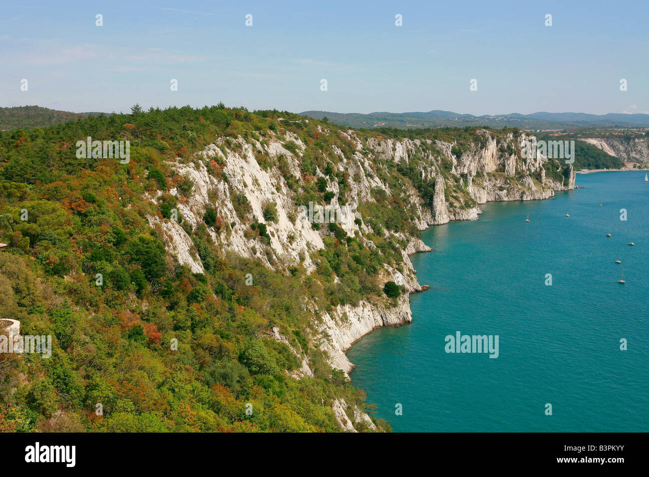 Landscape from Duino castle with Rilke path, Duino-Aurisina, Friuli Venezia Giulia, Italy Stock ...