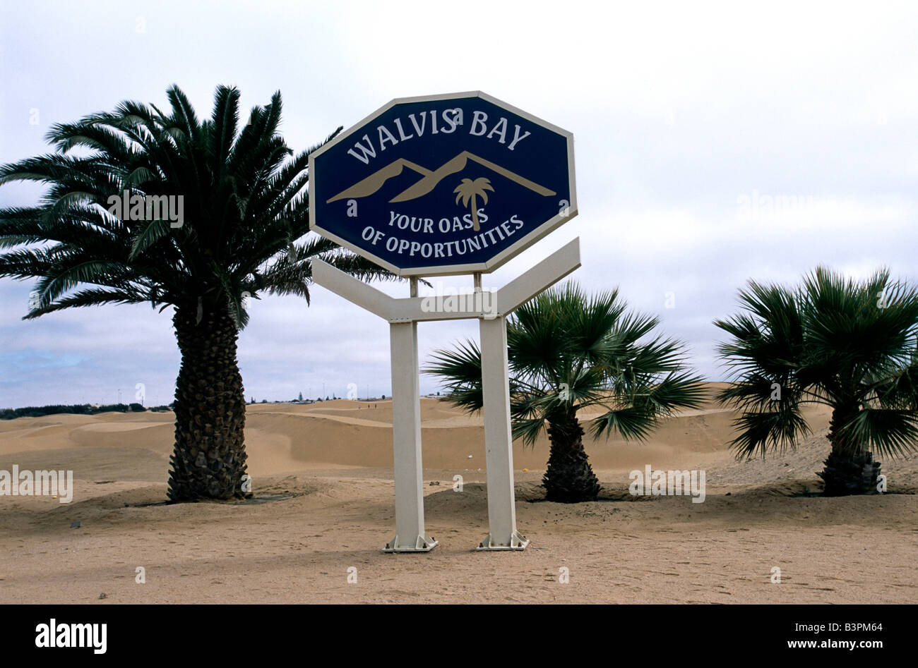 Sign marking the town of Walvis Bay, Namibia, Africa Stock Photo - Alamy