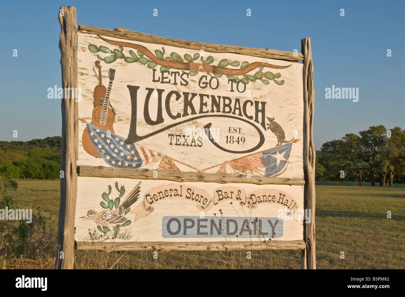 Texas Hill Country Luckenbach General Store Bar Dance Hall sign Stock ...