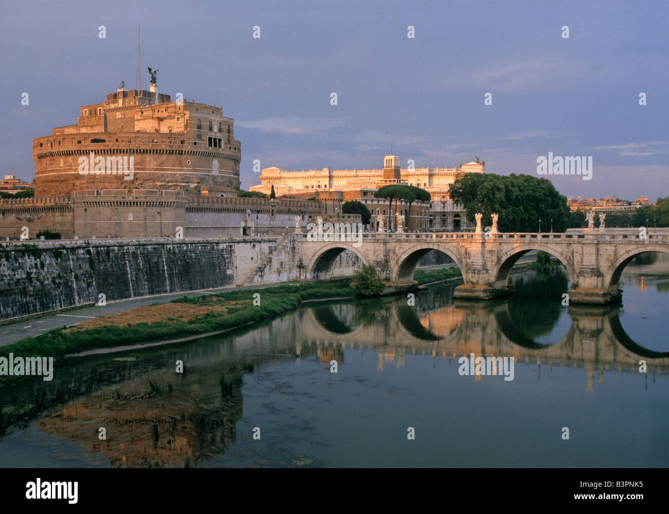 Castel Sant'Angelo, angel´s castle and Ponte Sant'Angelo, Bridge of Angels on the Tiber River in ...