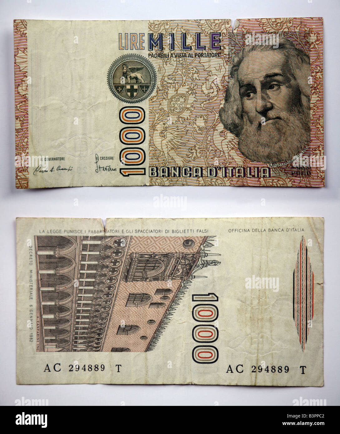 1000 lire note hi-res stock photography and images - Alamy