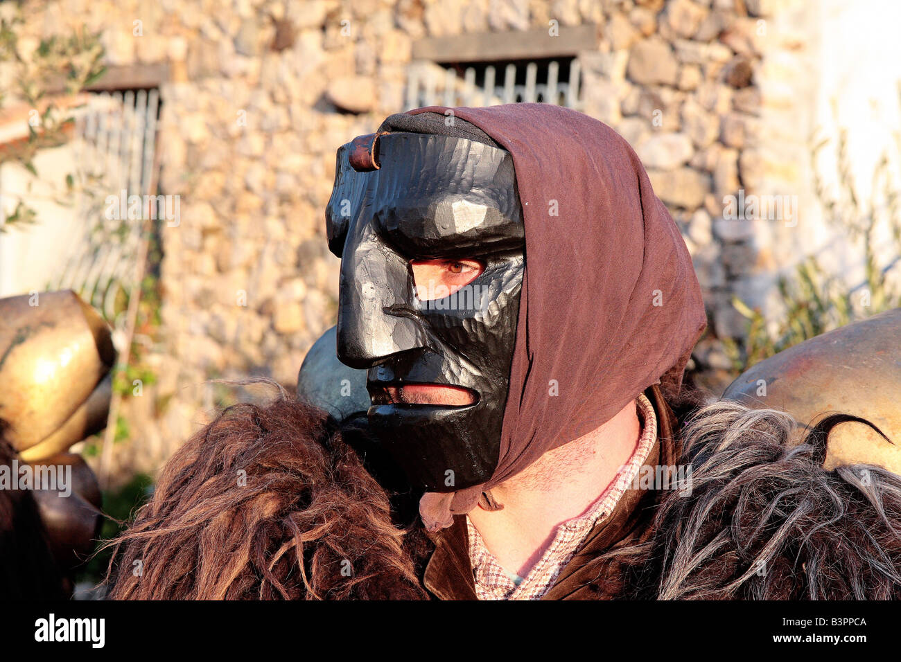 Typical carnival, Mamuthones parade, Mamoiada, Sardinia, Italy Stock ...
