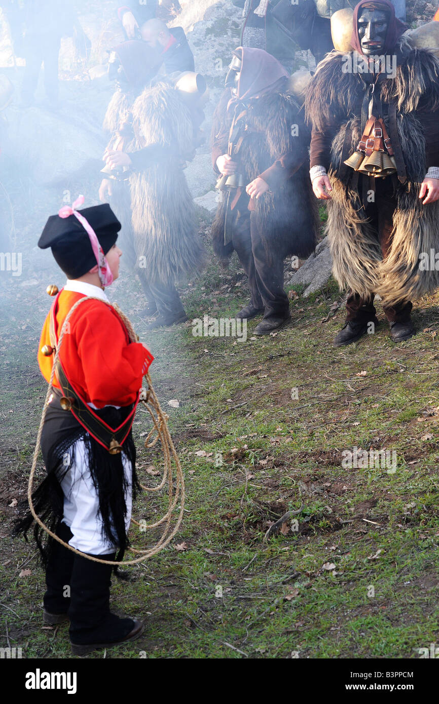 Typical carnival, Issohadores parade, Mamoiada, Sardinia, Italy Stock ...