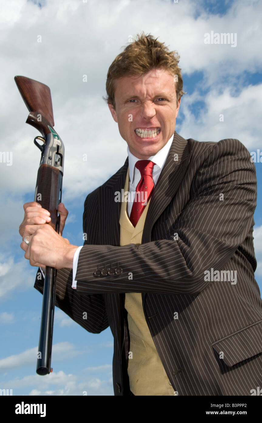 Business Man with golf club gun flags umbrella Model Released Shoot No ...