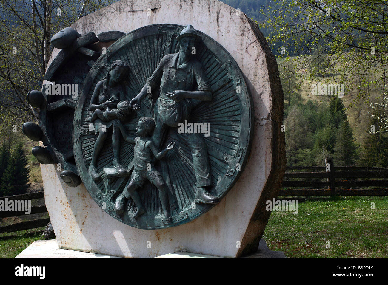 Memorial bas-relief of Prestavel dam's disaster, Stava, Trentino Alto ...