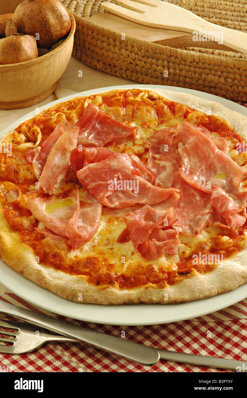 Pizza with ham, Italy Stock Photo - Alamy