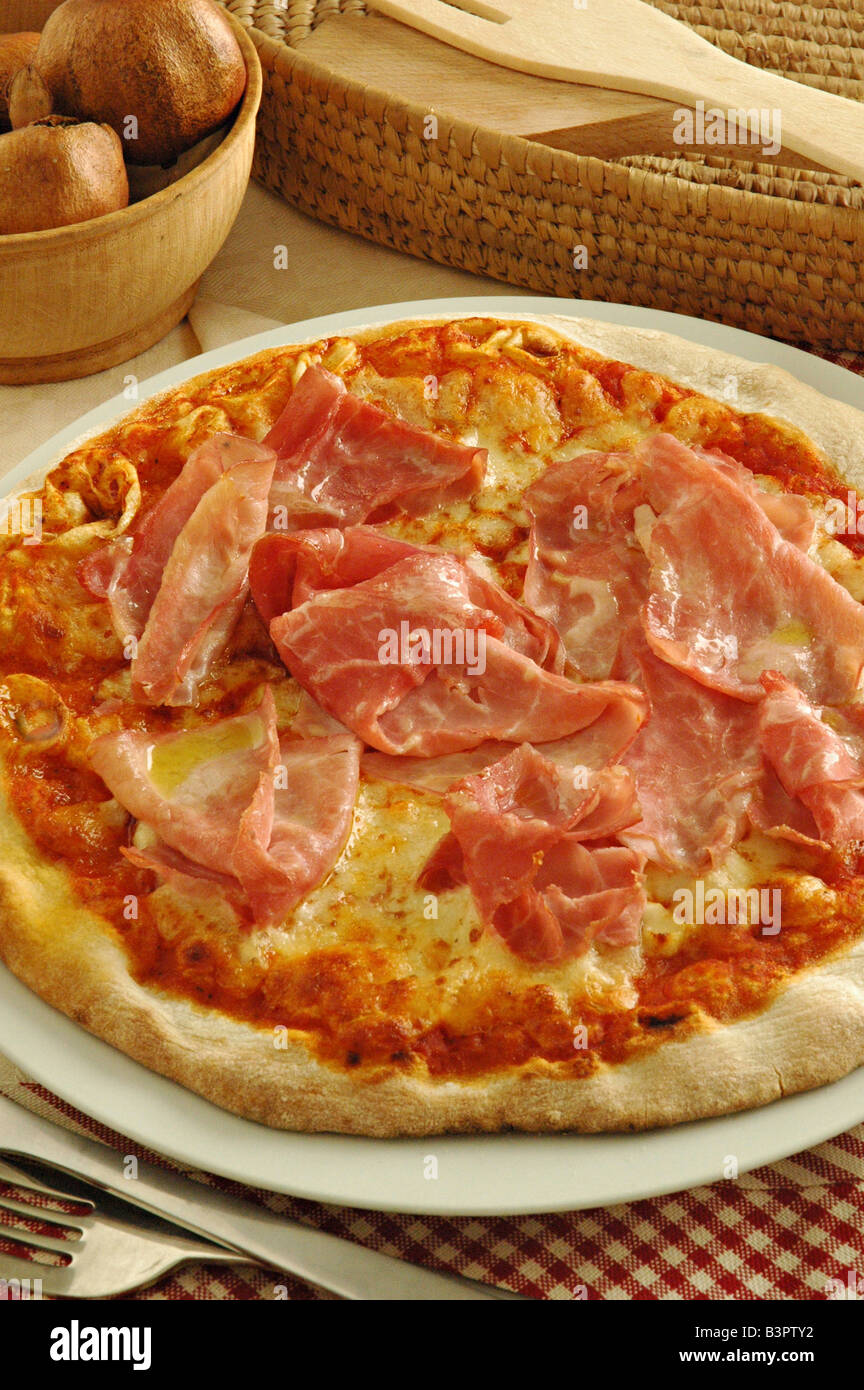 Pizza with ham, Italy Stock Photo - Alamy