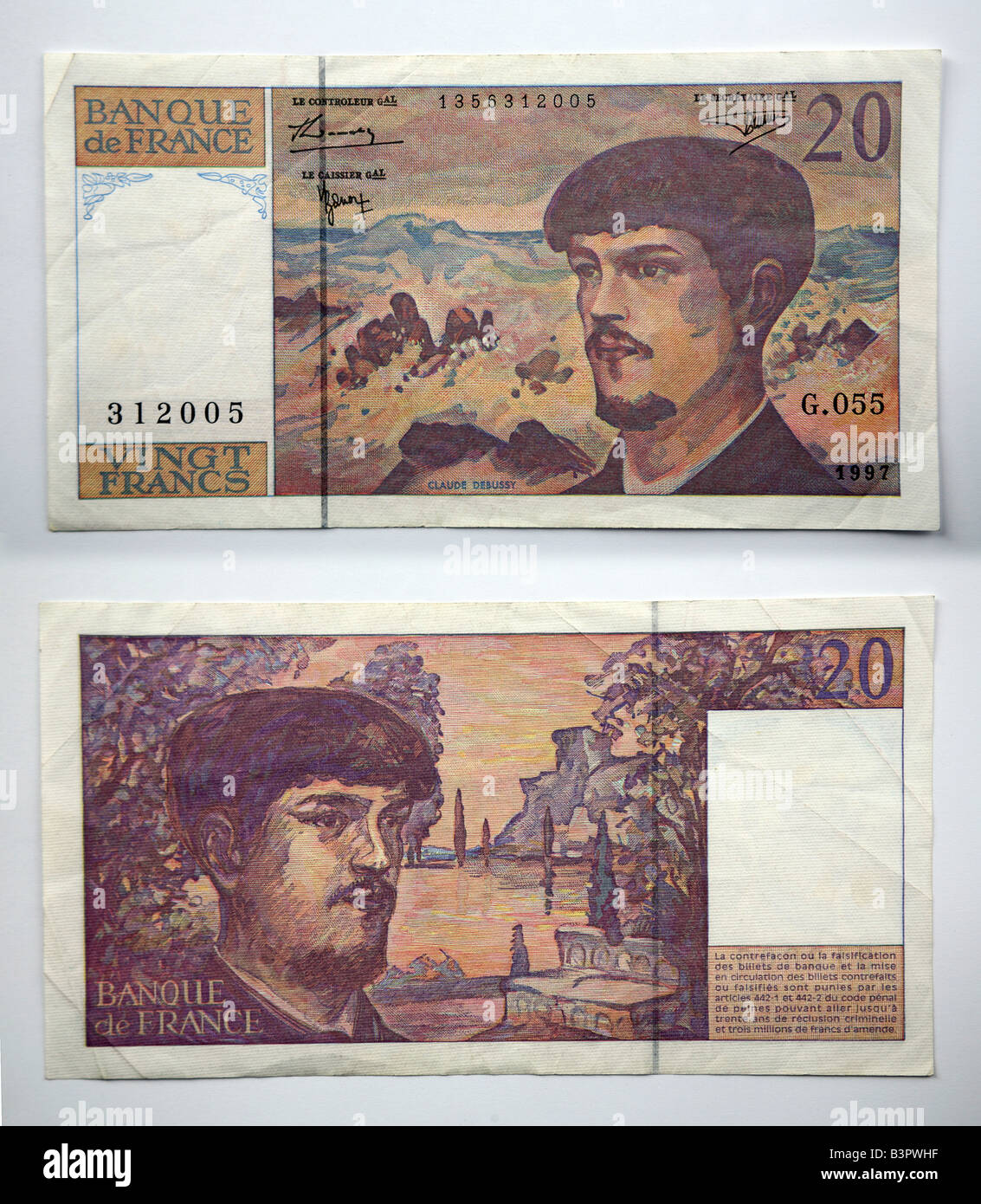 Bank notes from France 20 Francs Stock Photo - Alamy