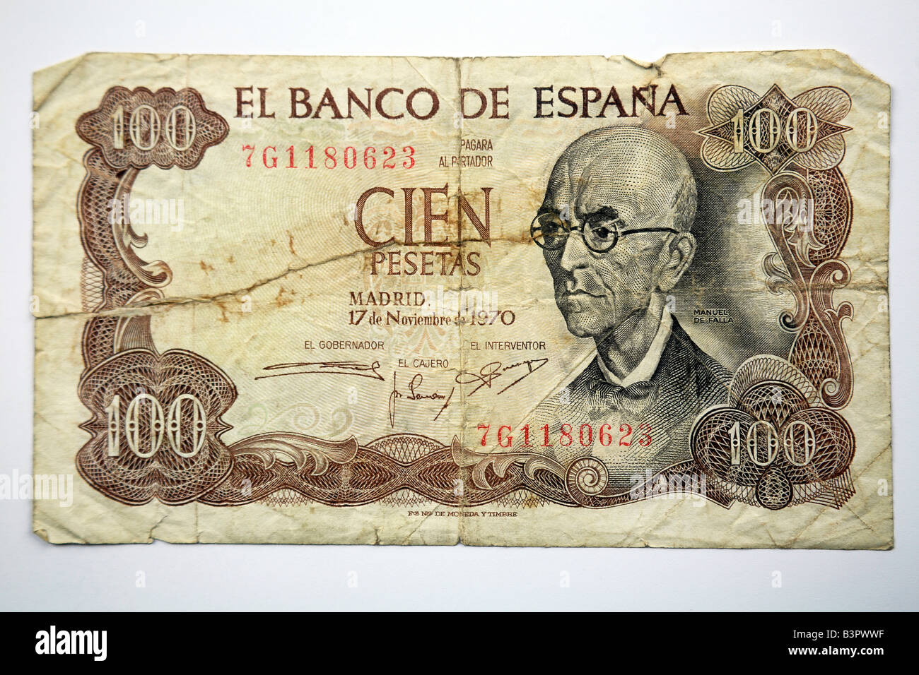 Cien Pesetas Currency from Spain Espania Stock Photo - Alamy