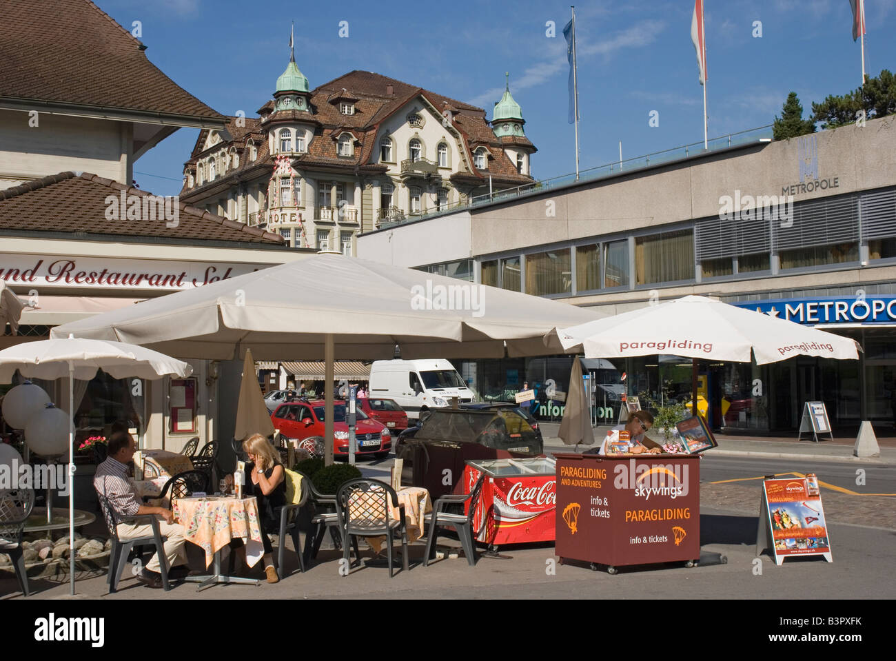 restaurant bar in the centre of Interlaken Switzerland Stock Photo - Alamy